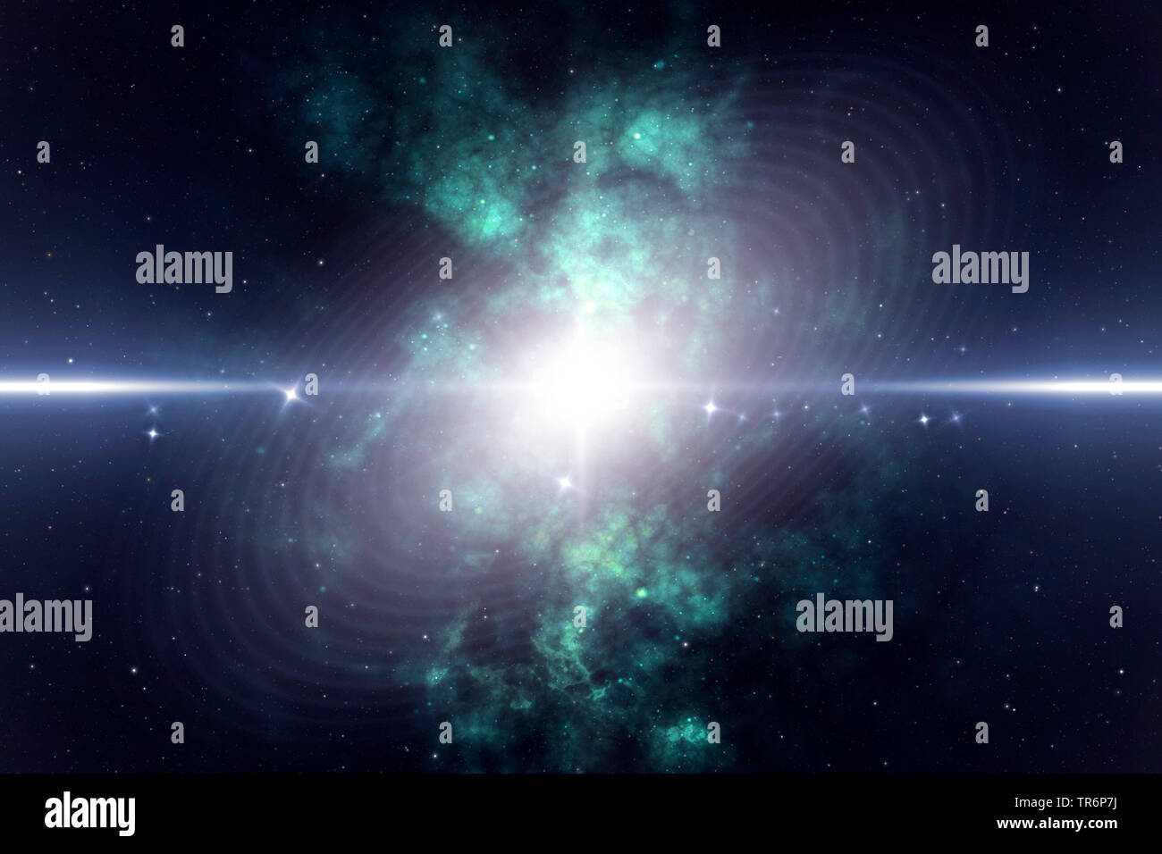 explosion in deep space, virtual worlds, computer graphic Stock Photo ...