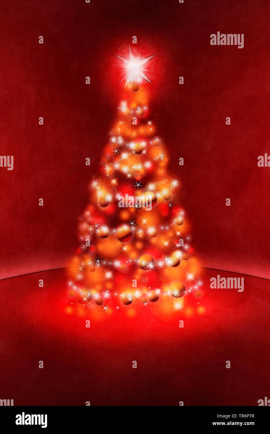 christmas card with christmas tree, computer graphik Stock Photo - Alamy