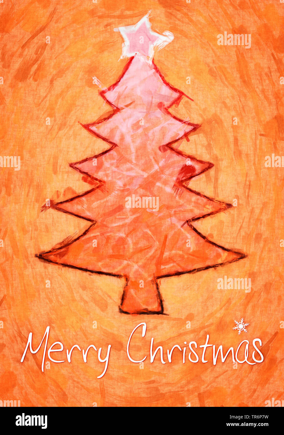 christmas card with christmas tree, Merry Christmas, computer graphic ...