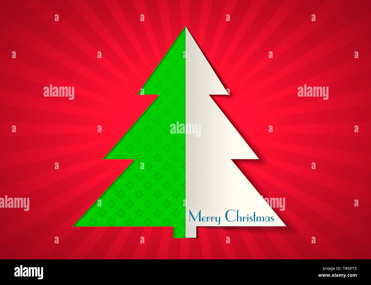christmas card with christmas tree, Merry Christmas, computer graphic ...