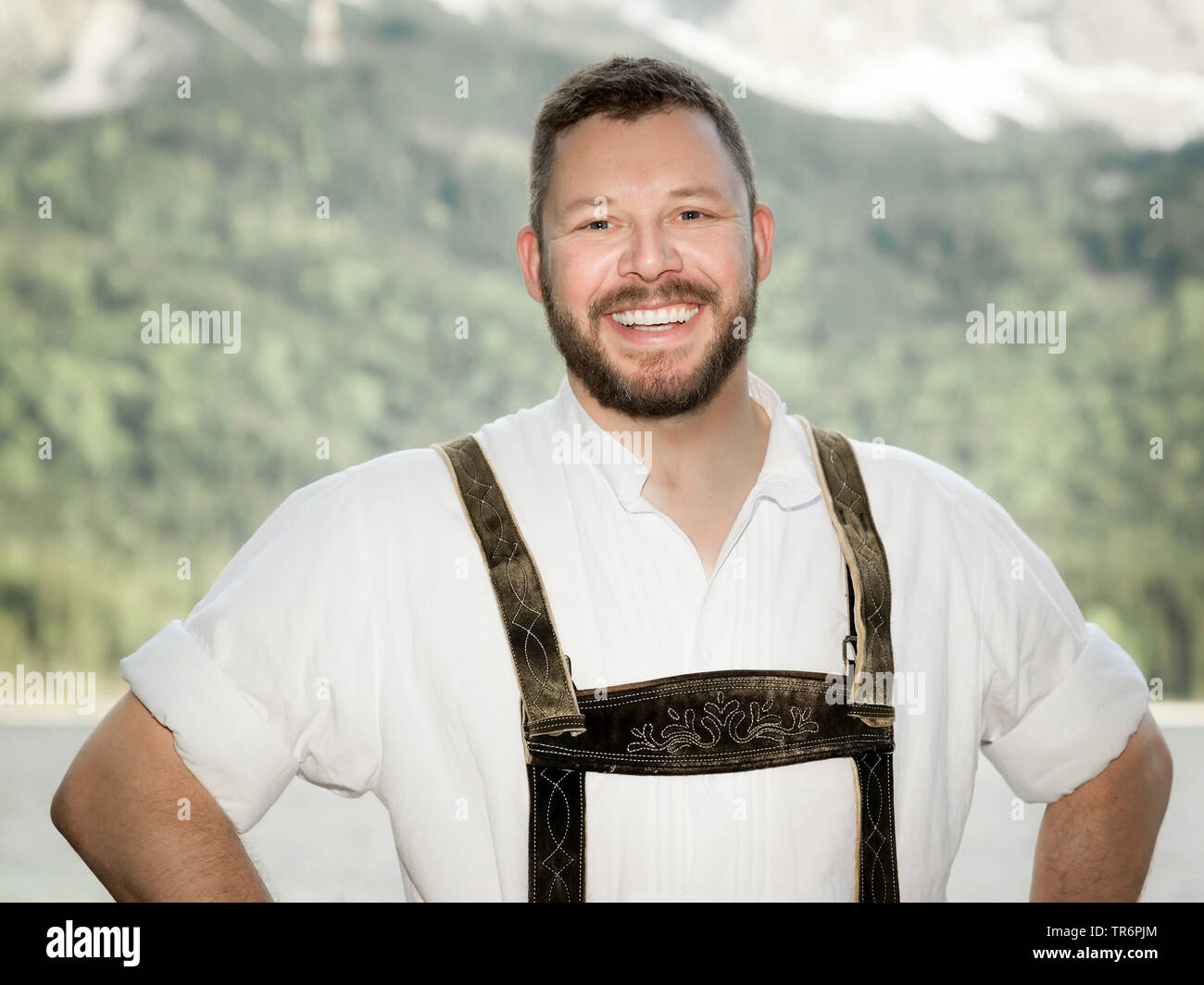 nice good looking man in Bavarian traditional clothing in front of a ...