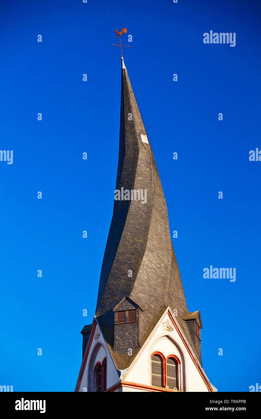 twisted spire of St Clemens, Germany, Rhineland-Palatinate, Eifel ...