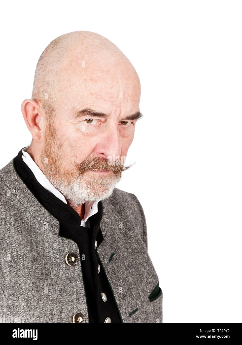 crabby old man with bald head and grey beard, Germany, Bavaria Stock ...