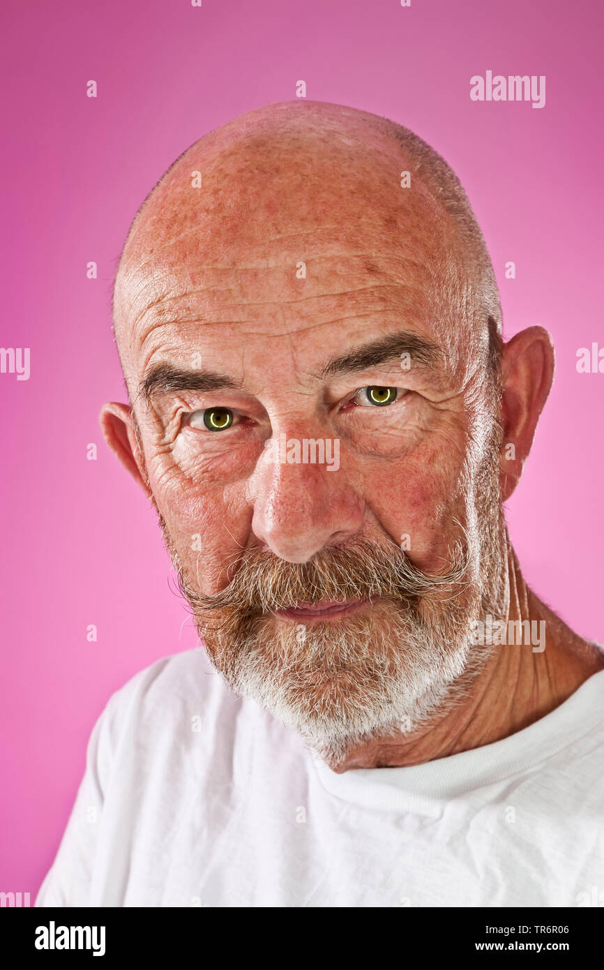 old man with bald head and grey beard, Germany, Bavaria Stock Photo - Alamy