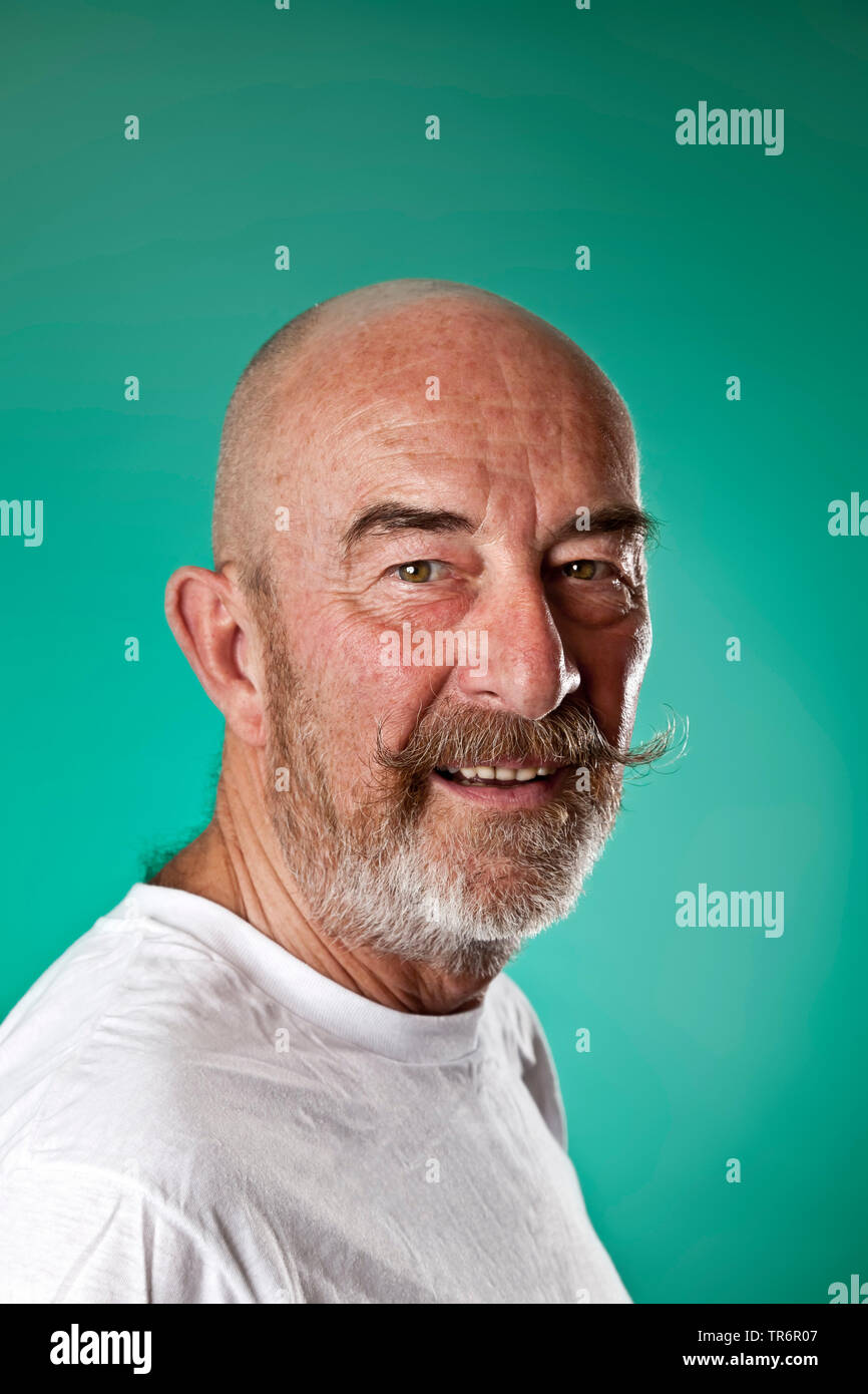 old man with bald head and grey beard, Germany, Bavaria Stock Photo - Alamy