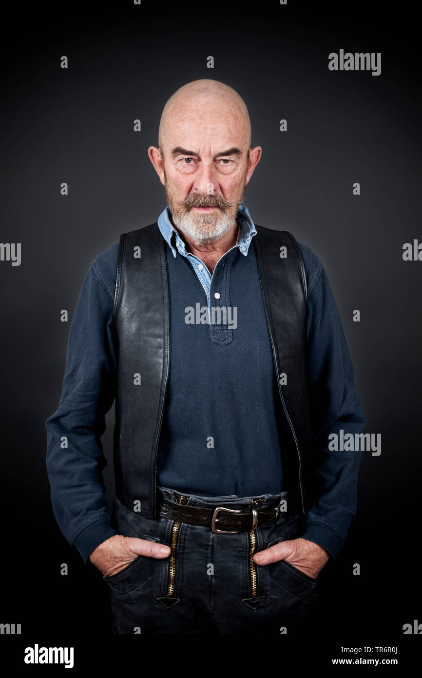 old man with bald head and grey beard, Germany, Bavaria Stock Photo - Alamy