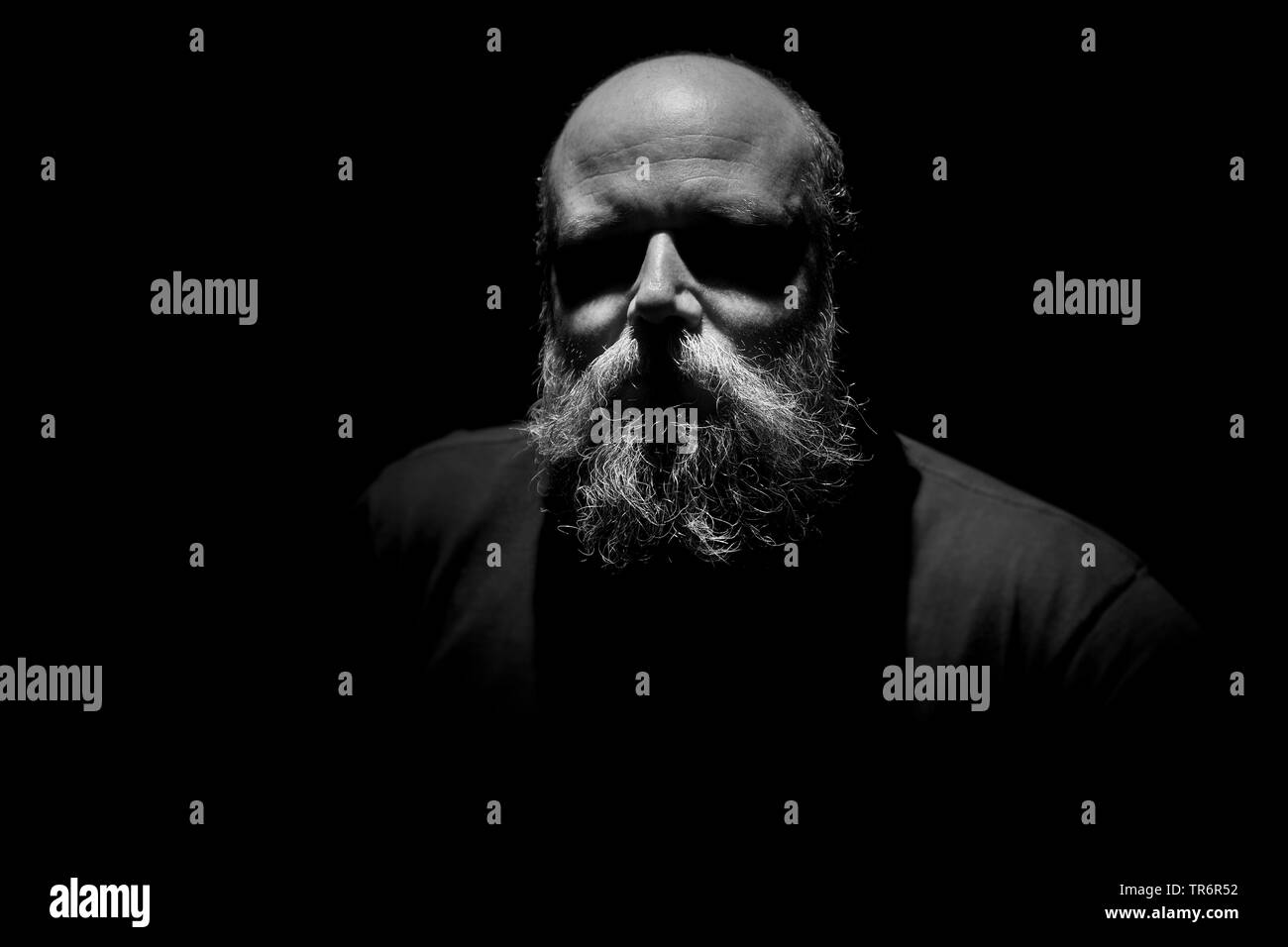 Long gray hair with beard Black and White Stock Photos & Images - Alamy