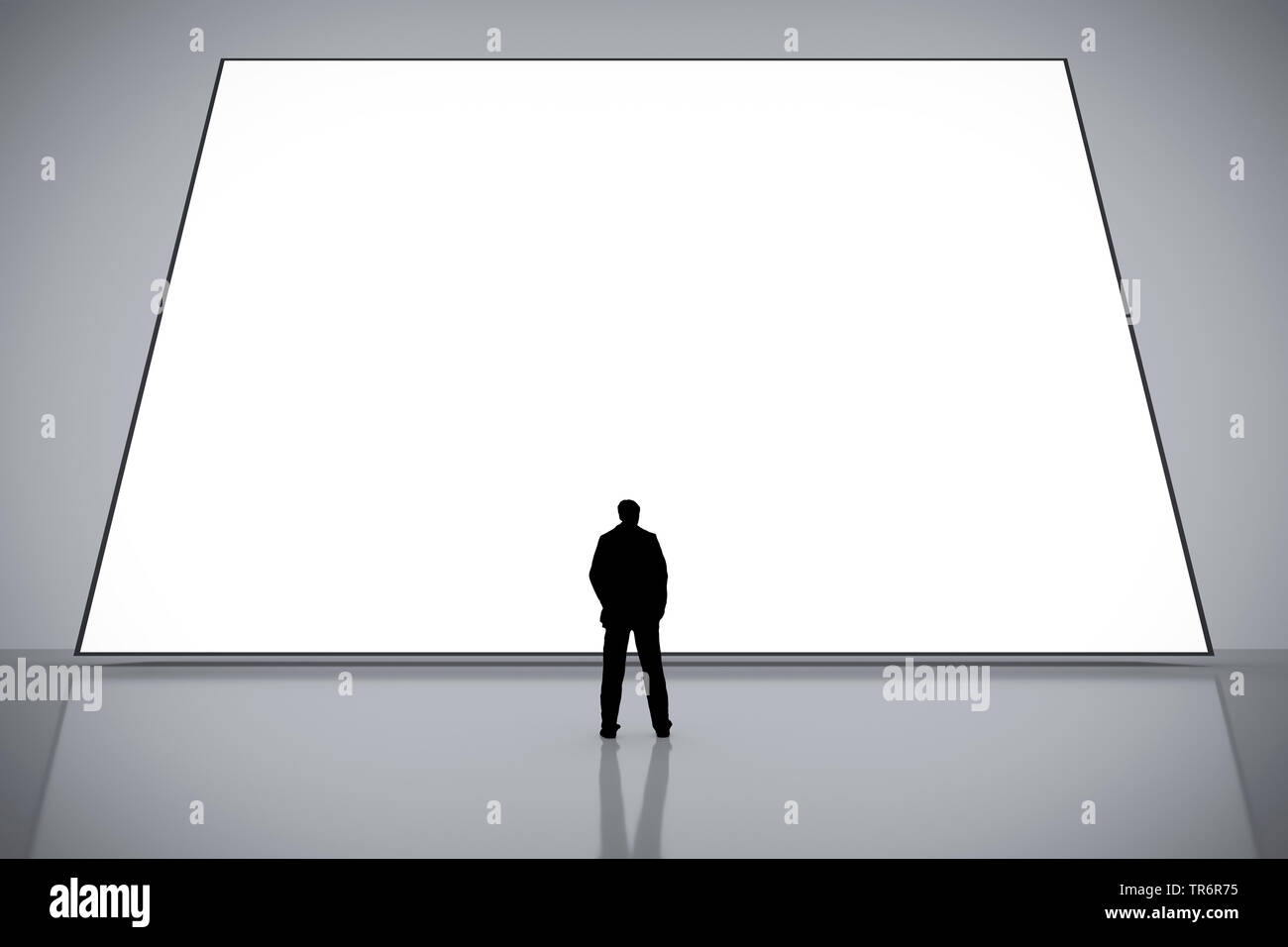 man in front of a big white screen, computer graphik Stock Photo - Alamy