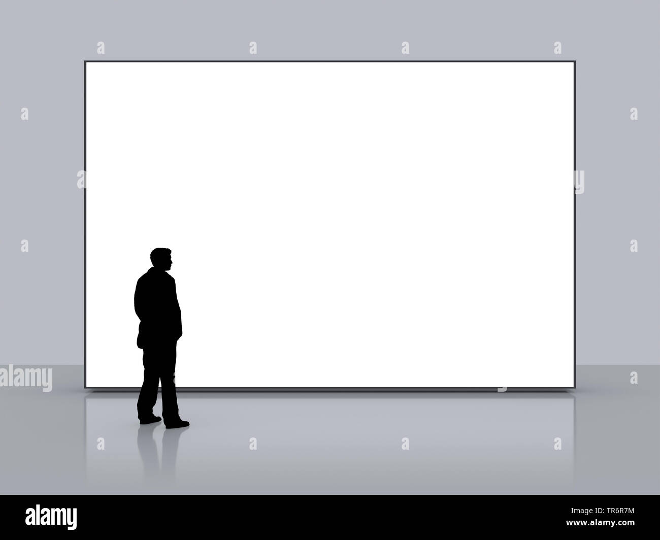 man in front of a big white screen, computer graphik Stock Photo - Alamy