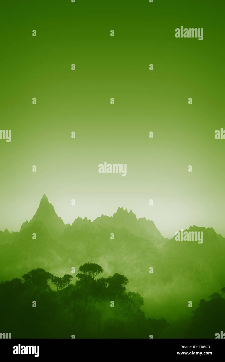 green virtual landscape with blank space, computer graphic Stock Photo ...
