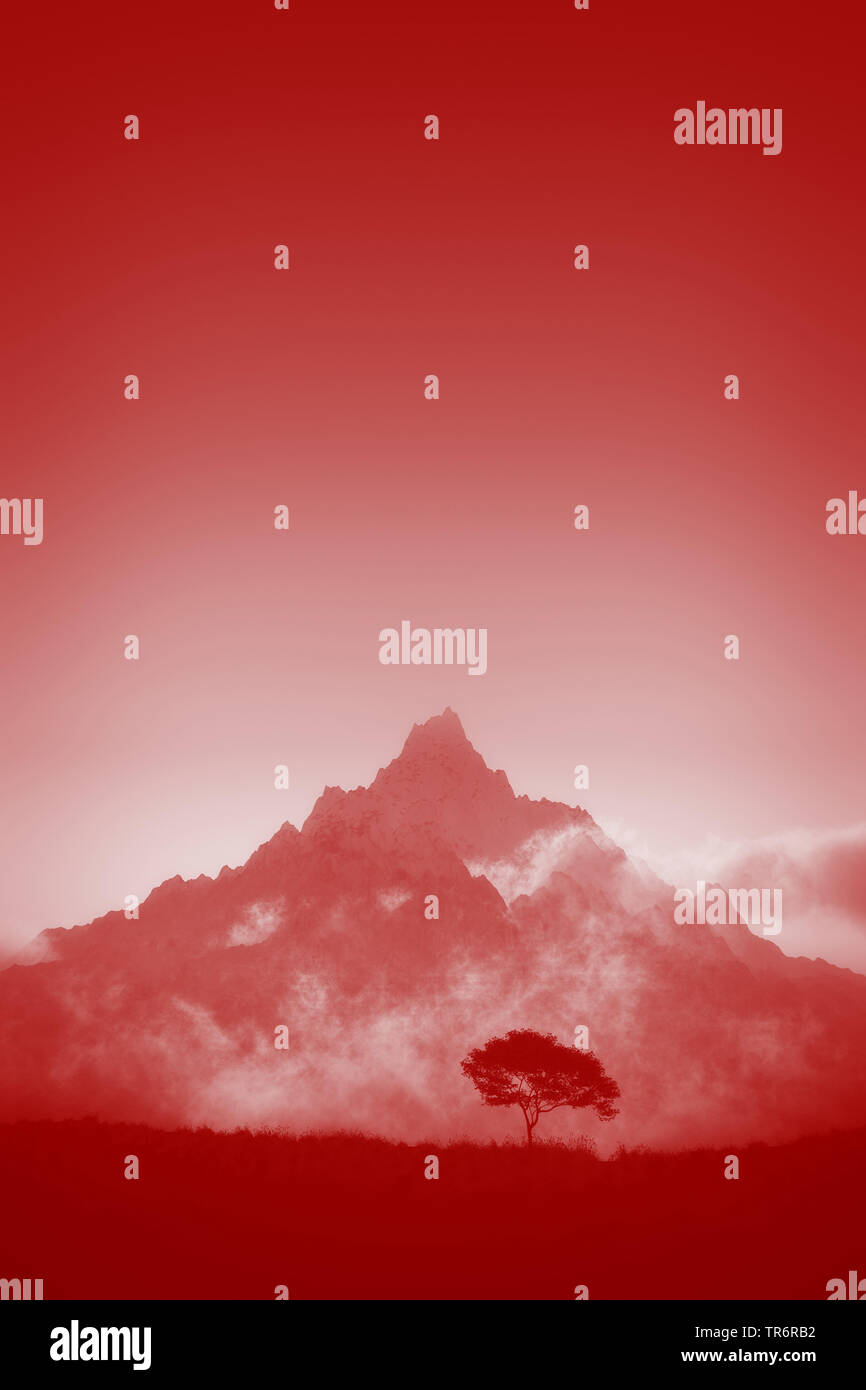 red virtual landscape with blank space, computer graphic Stock Photo ...