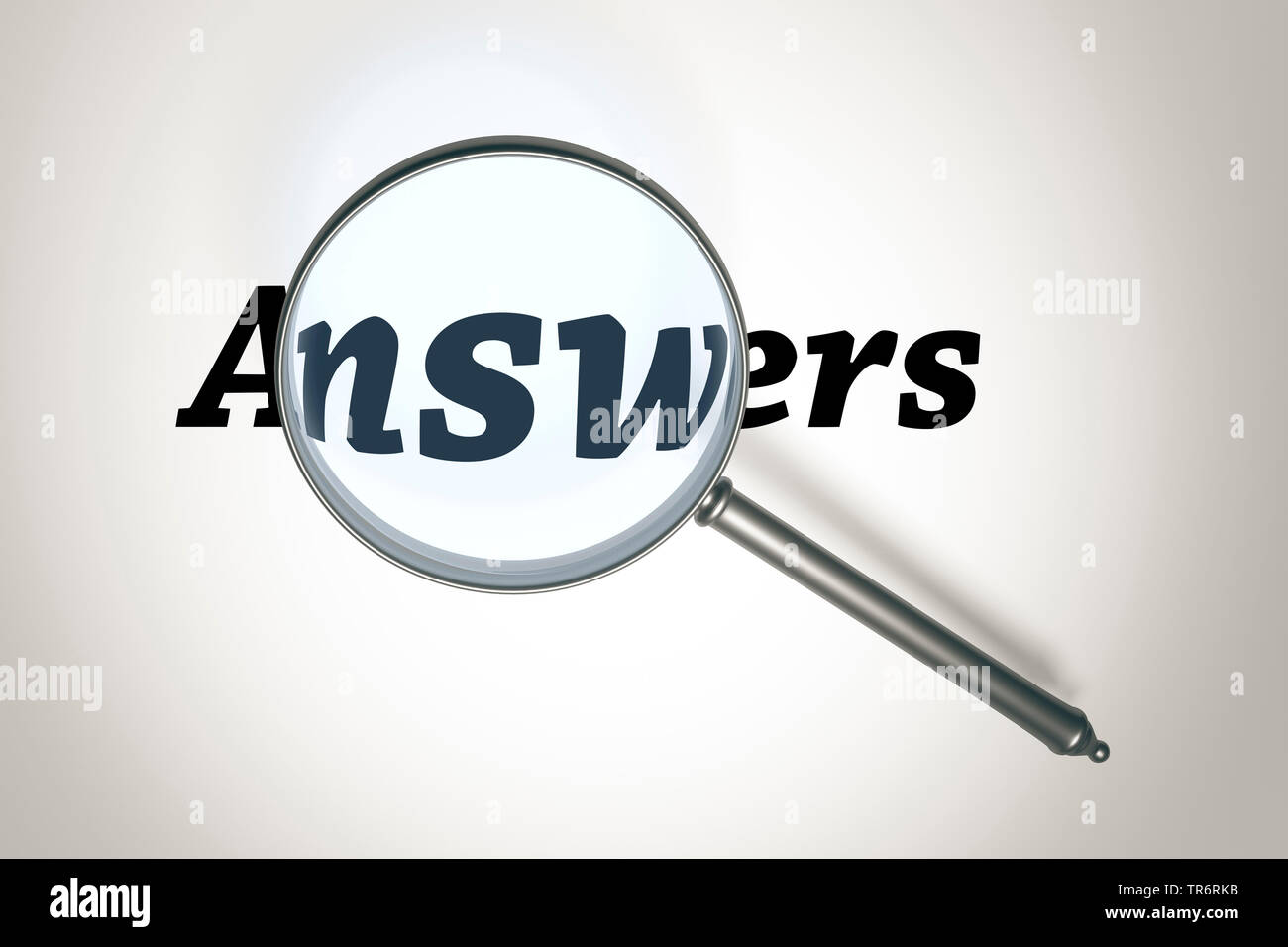 magnifying glass with the word answer Stock Photo - Alamy