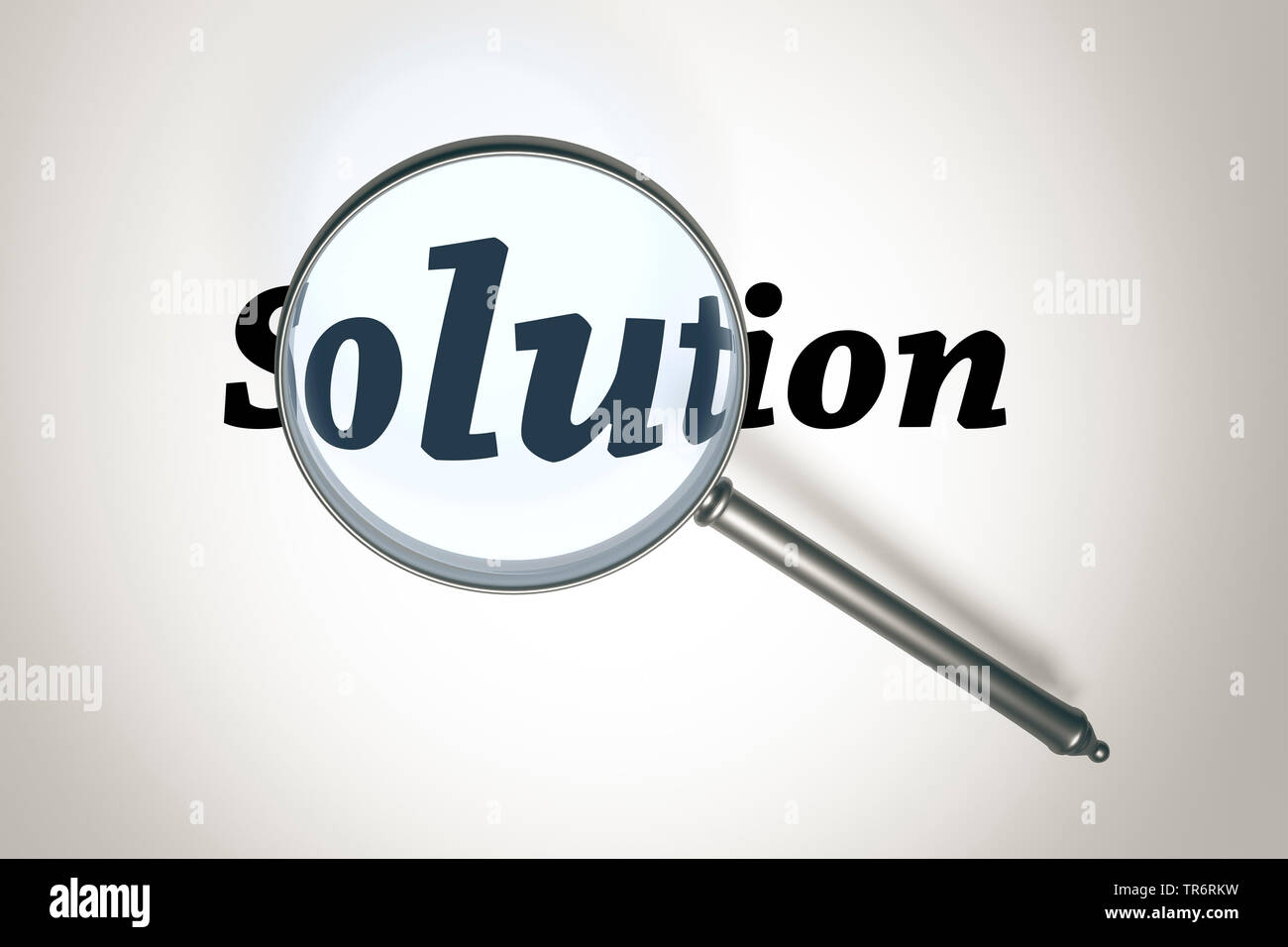 magnifying glass with the word solution Stock Photo - Alamy