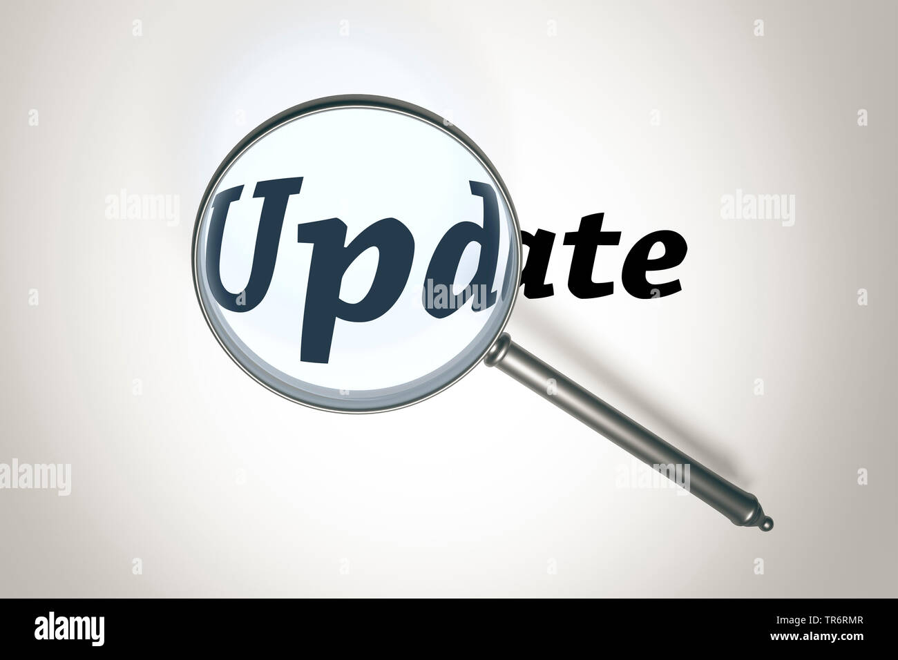magnifying glass with the word Update Stock Photo - Alamy