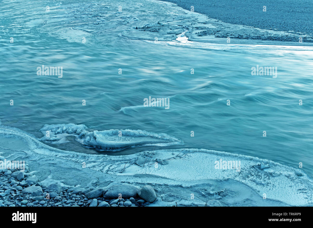frozen shore of Chilkoot River, USA, Alaska, Haines Alaska Chilkoot ...