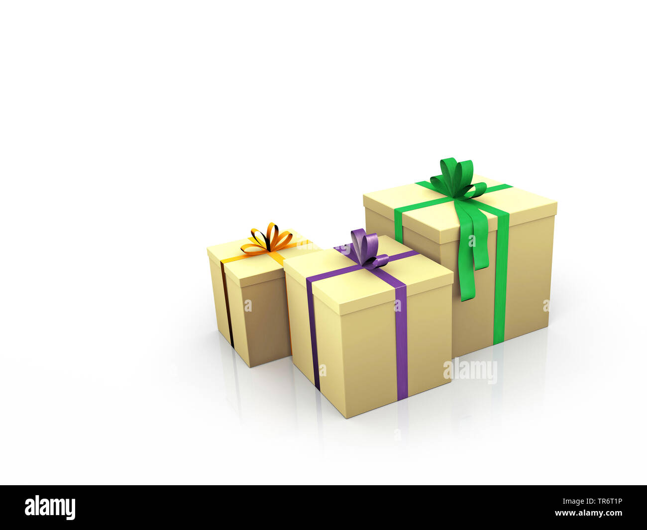 three present boxes with ribbon, Computer graphik Stock Photo - Alamy