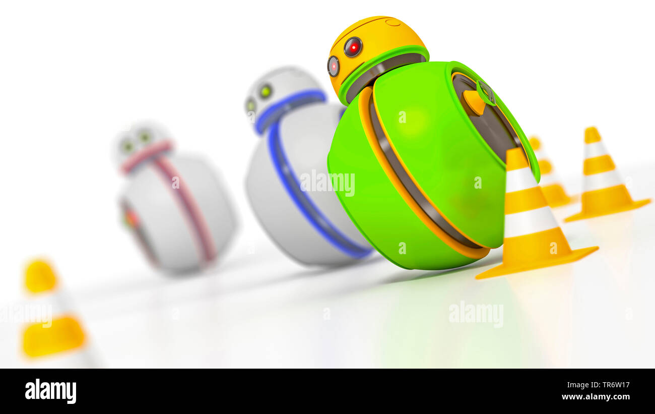 Round robots competing in a race Stock Photo - Alamy