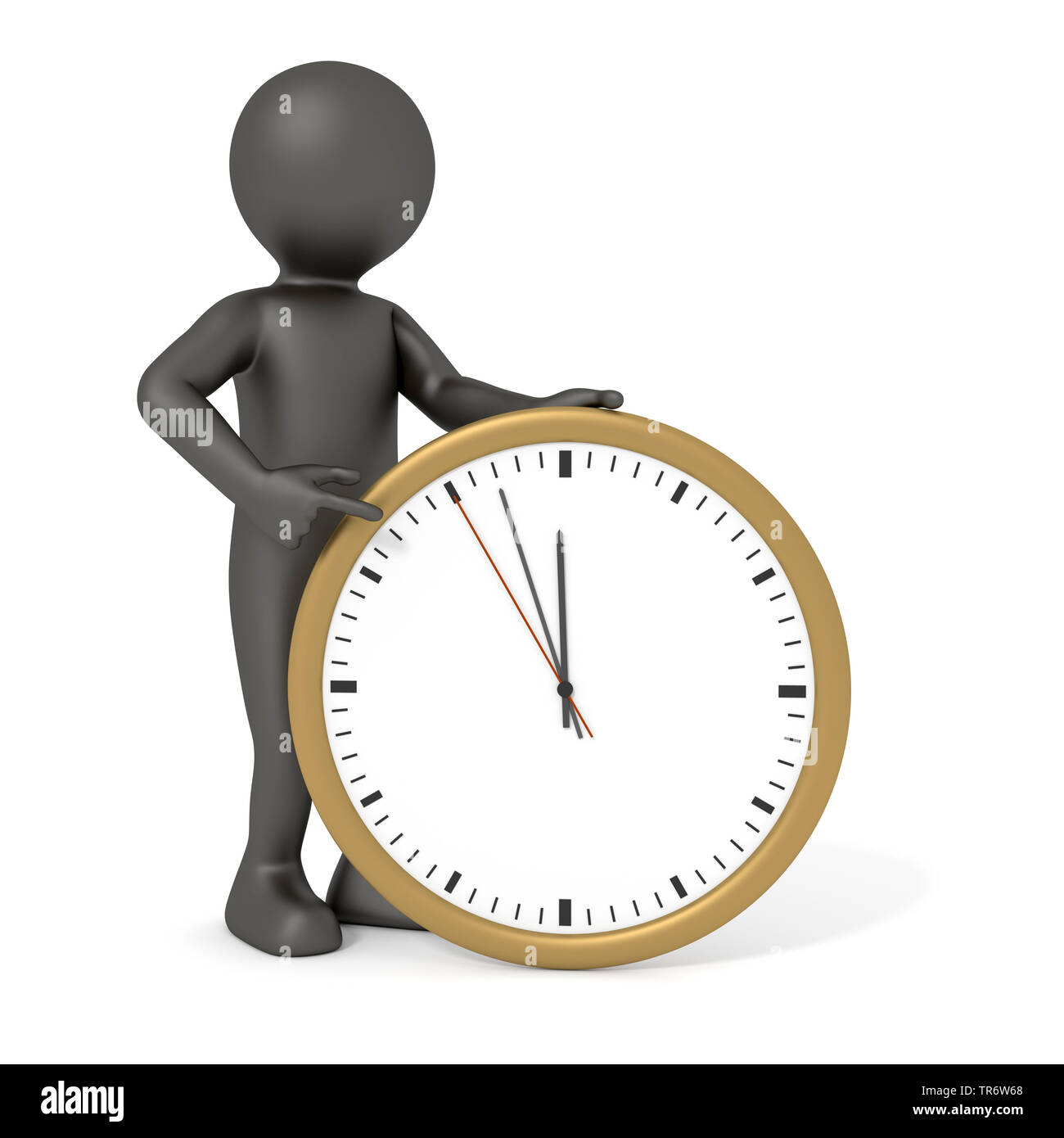 3D icon man in grey color standing next to a big clock Stock Photo - Alamy
