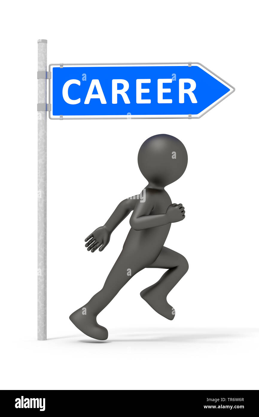 3D icon man in grey color in front of sign labeled CAREER Stock Photo ...