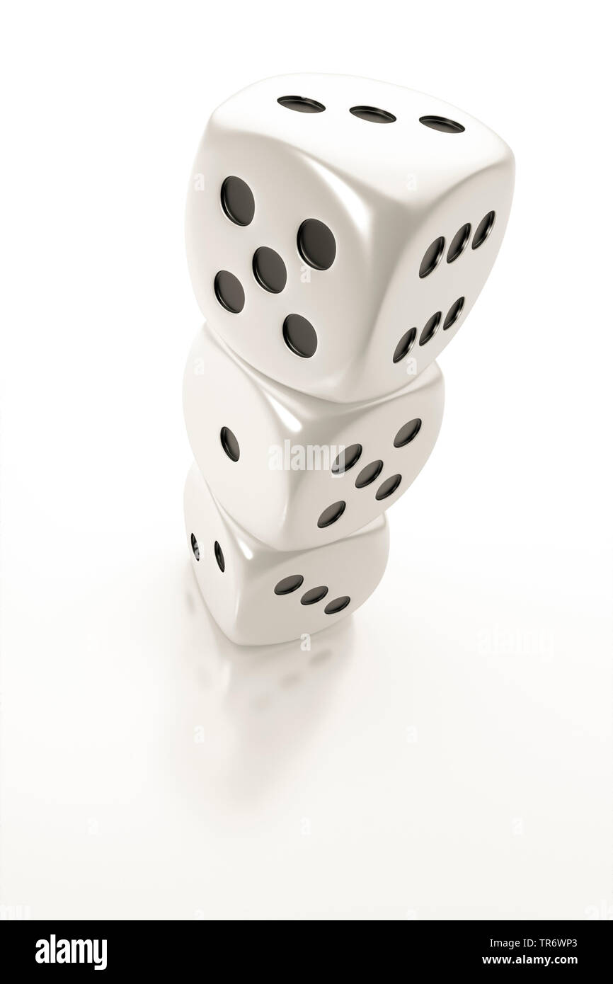 3D computer graphic, three dice stockpiled, Europe Stock Photo - Alamy
