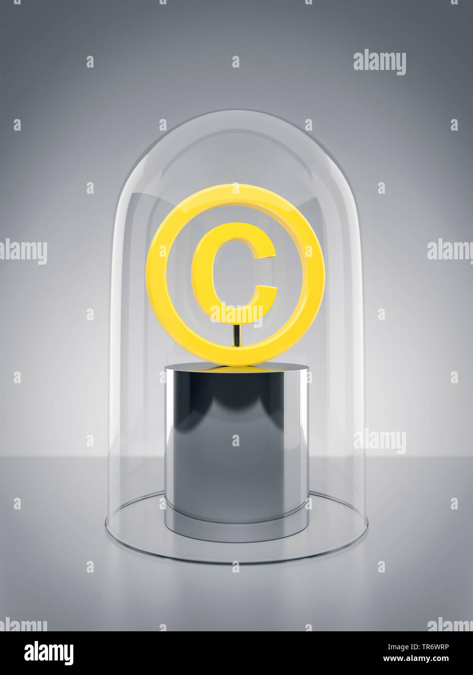 3D computer graphic, copyright symbol under bell jar , Europe Stock ...