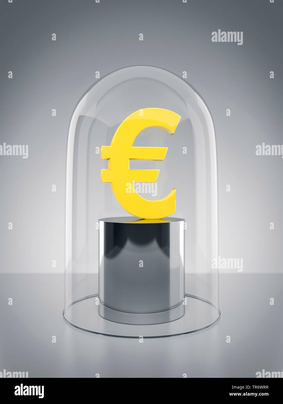 3D computer graphic, EURO symbol under bell jar , Europe Stock Photo ...