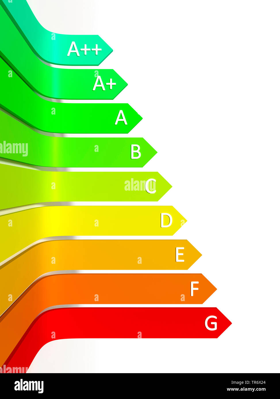 3D computer graphic, symbol energy efficiency grade based on alphabet ...