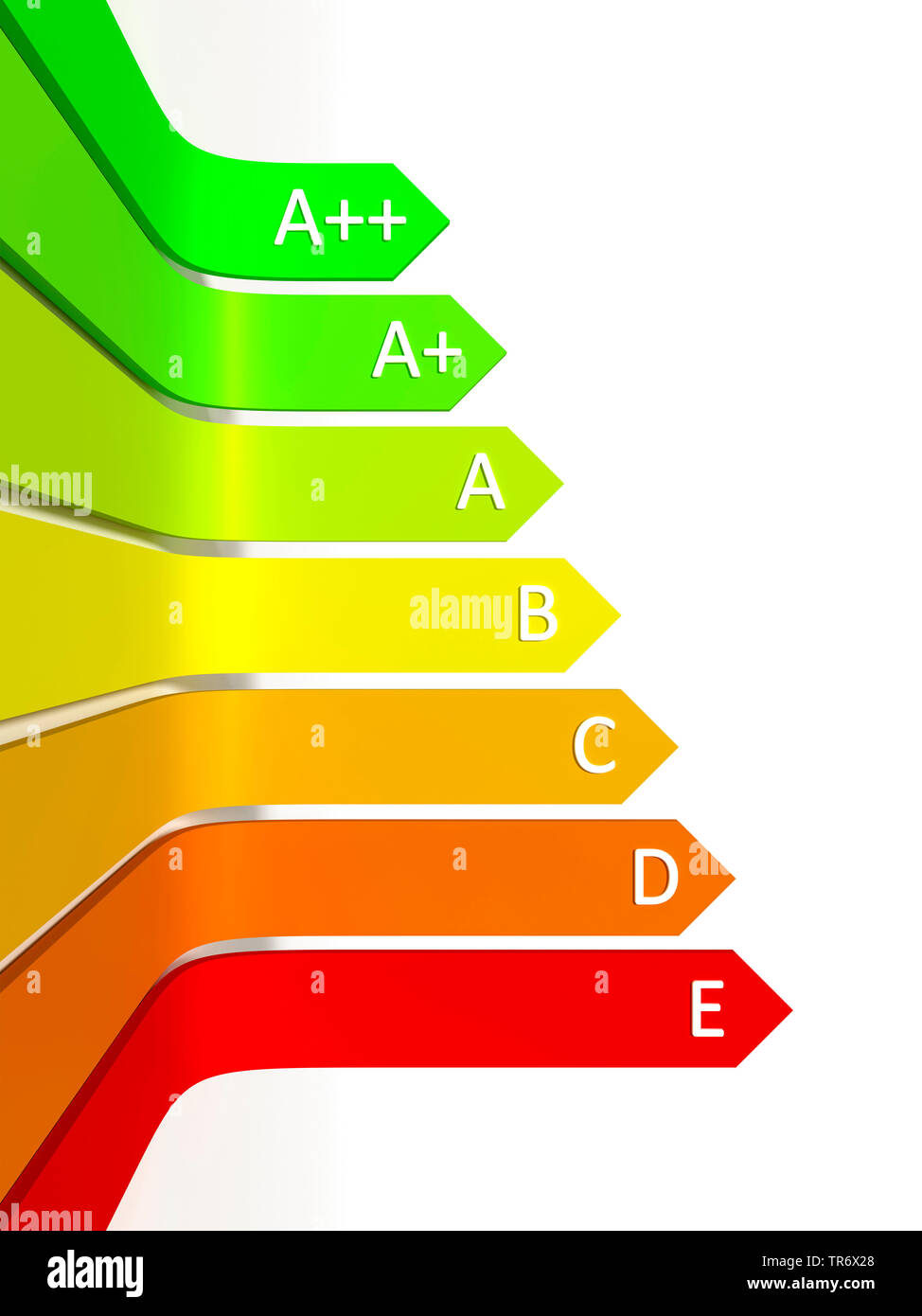 3D computer graphic, symbol energy efficiency grade based on alphabet ...