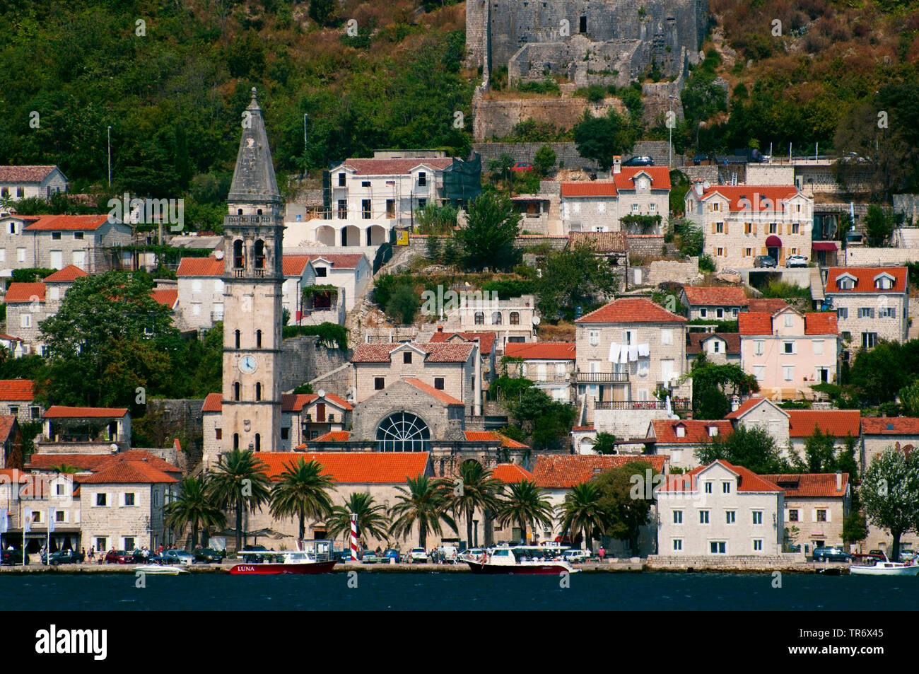 Perast, old town on the Bay of Kotor, Montenegro, Perast Stock Photo ...