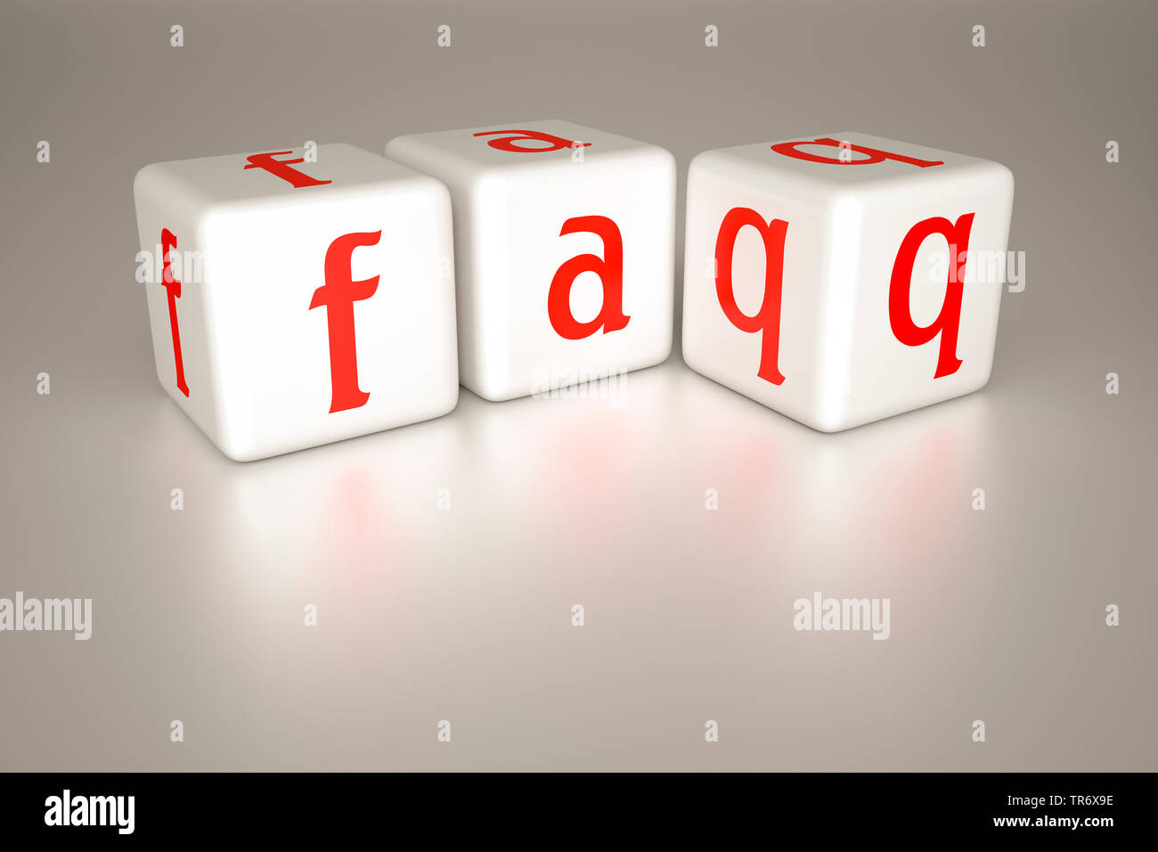 3D computer graphic, cubes with lettering FAQ (Frequently Asked ...