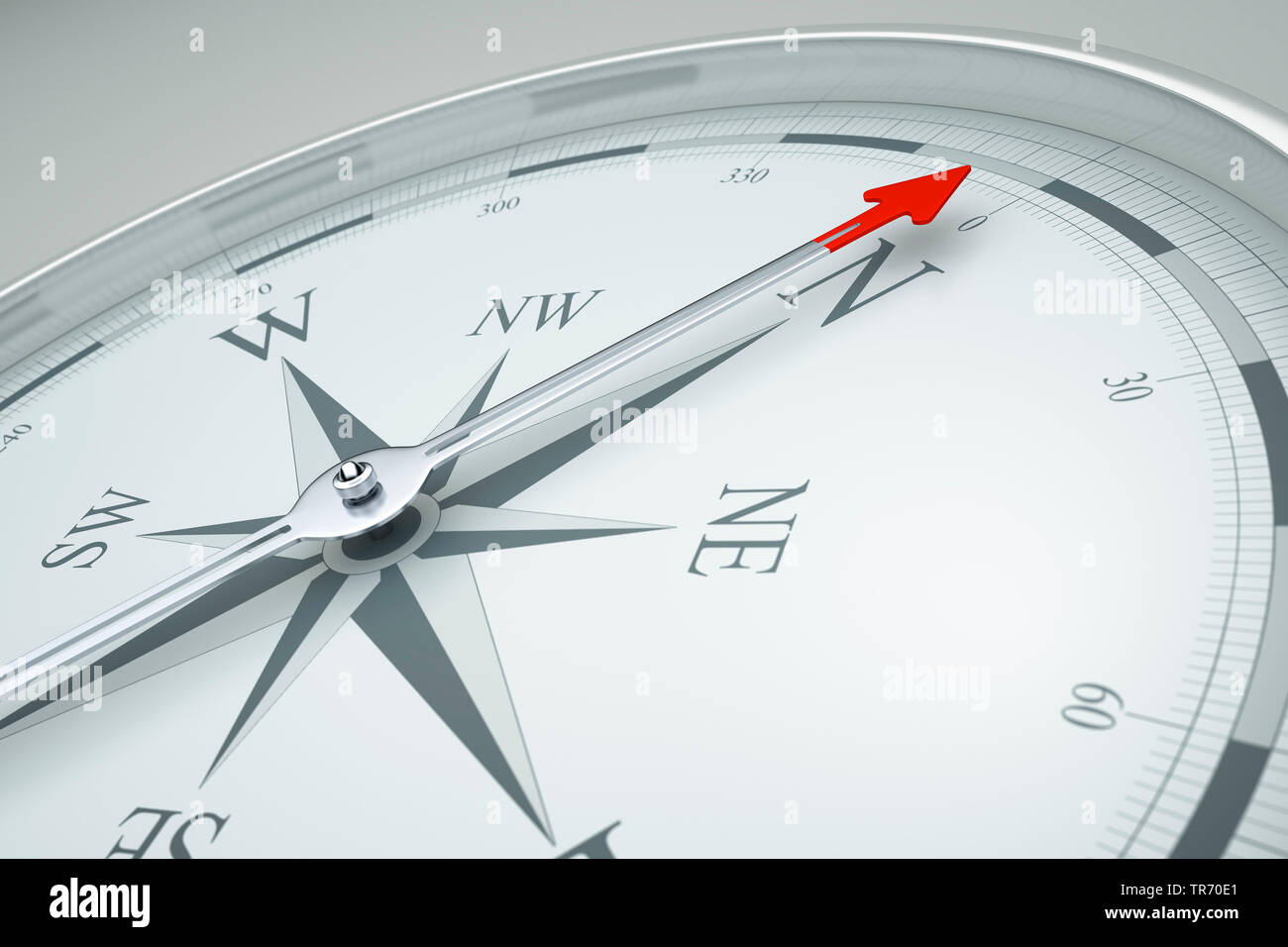 3D computer graphic, compass without text and arrow pointing north ...