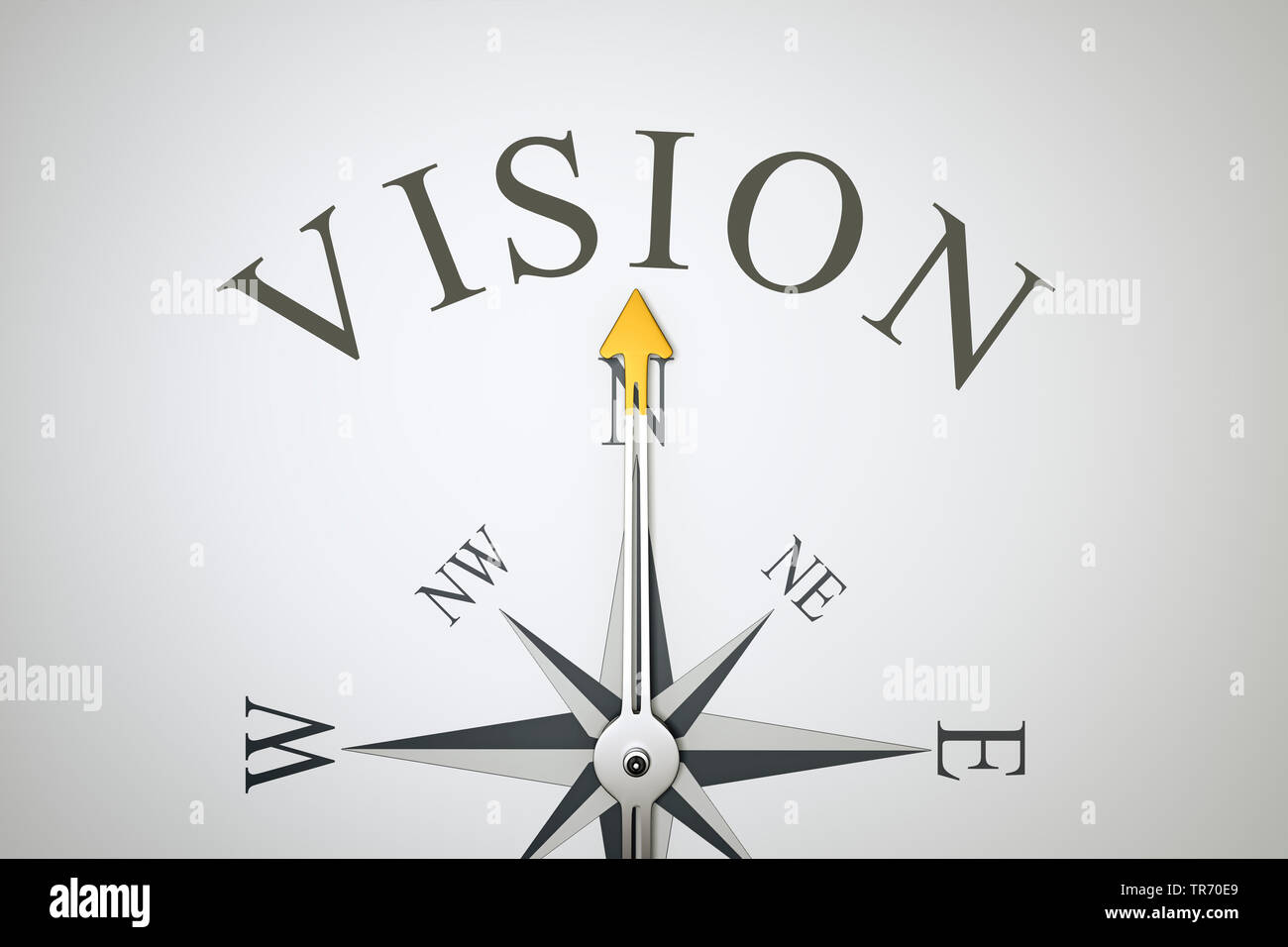 3D computer graphic, compass in white color lettering VISION Stock ...