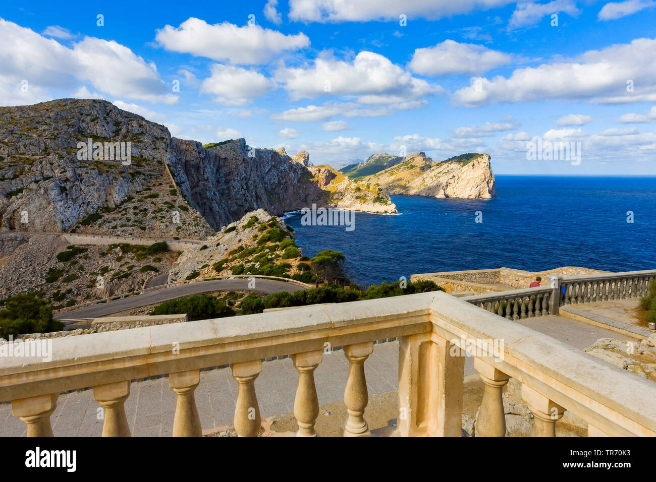 View of coast at Cape Formentor from the lighthouse, Spain, Balearic ...