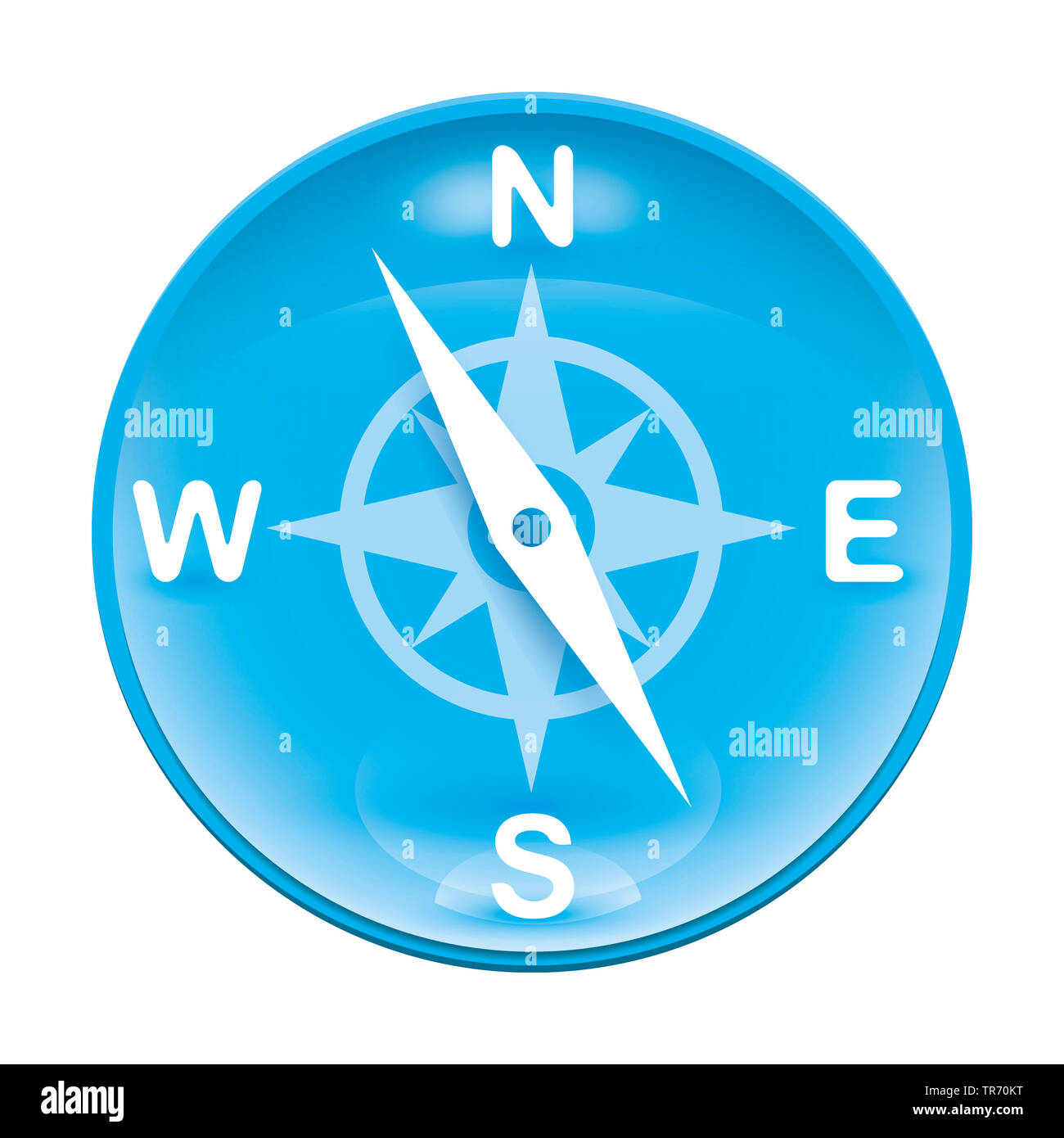 3D computer graphic, compass in blue color without text and arrow ...