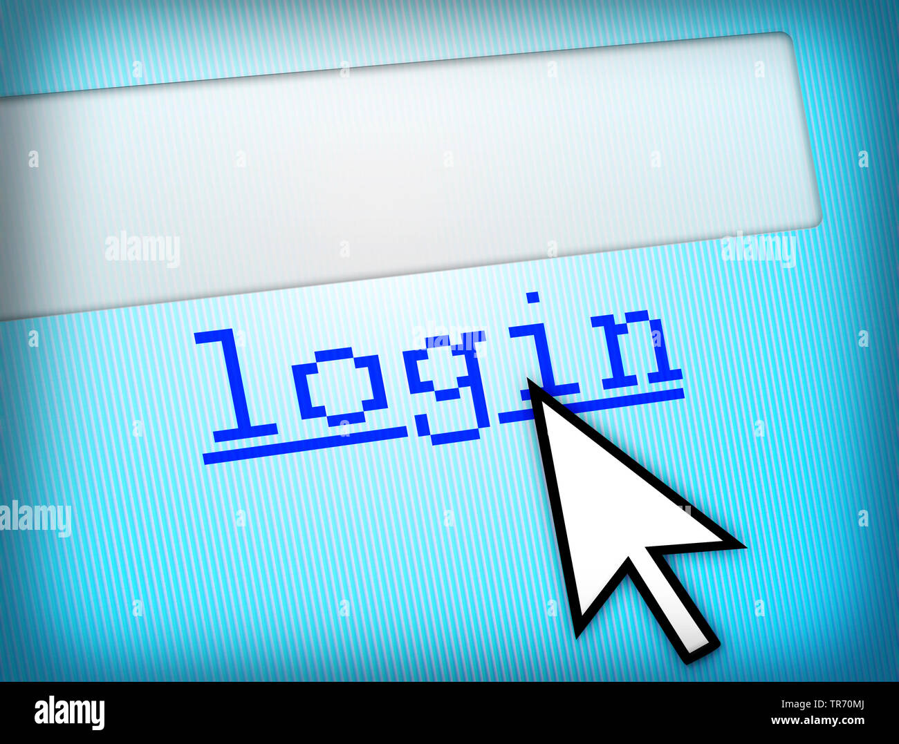 3D computer graphic, screenshot showing the login field of an Internet ...