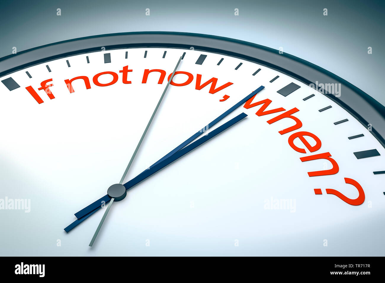 3D computer graphic, clock with hands lettering IF NOR NOW, WHEN Stock ...