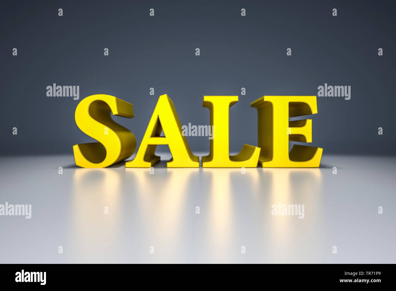 3D computer graphic, symbolic textin yellow color lettering SALE Stock ...