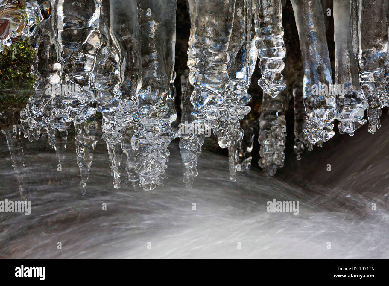 icicles at floating water, Germany, Bavaria Stock Photo - Alamy