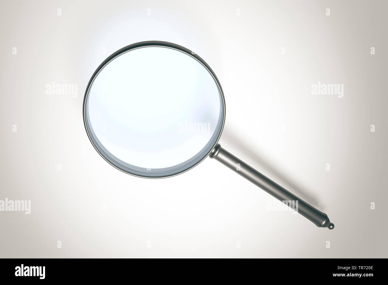 3D computer graphic, magnifying glass against white background Stock ...