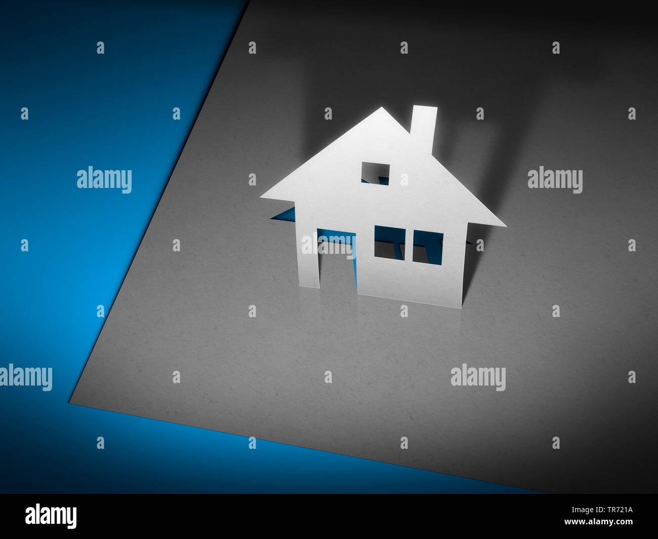 3D computer graphic, illustration of a house wall in shades of grey ...