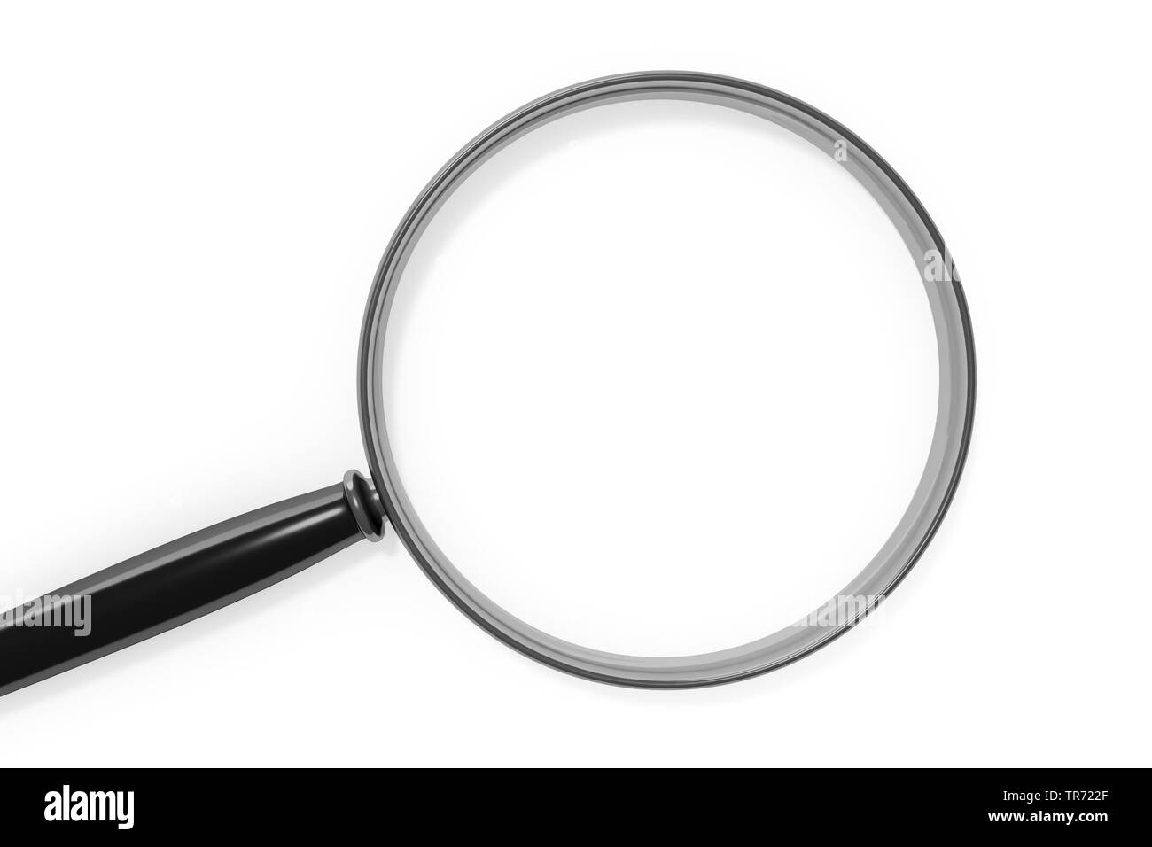 3D computer graphic, magnifying glass against white background Stock ...