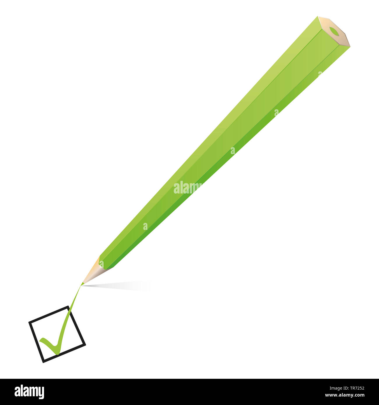 3D computer graphic, symbolic pencil in green color and illustrated ...