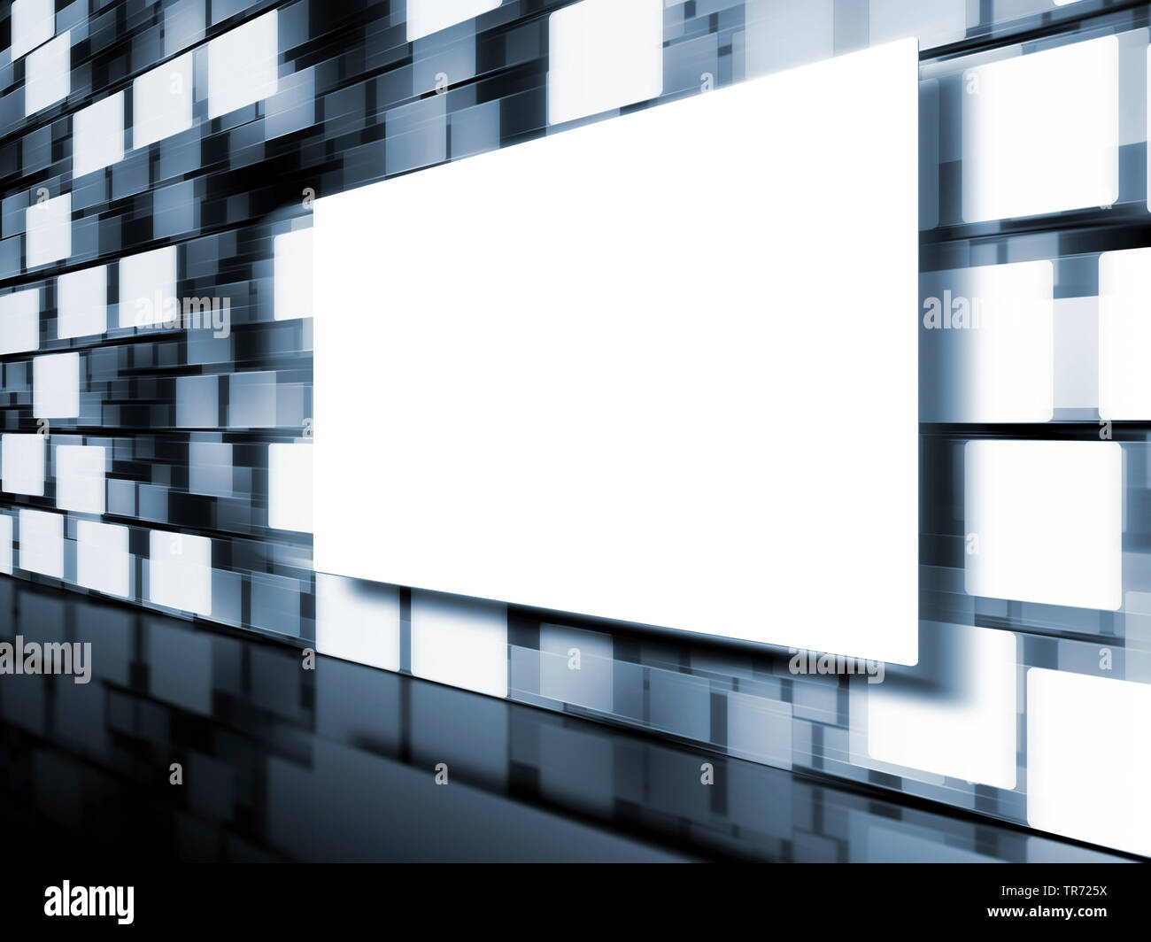 3D computer graphic, symbolic billboard in white color hanging on a ...