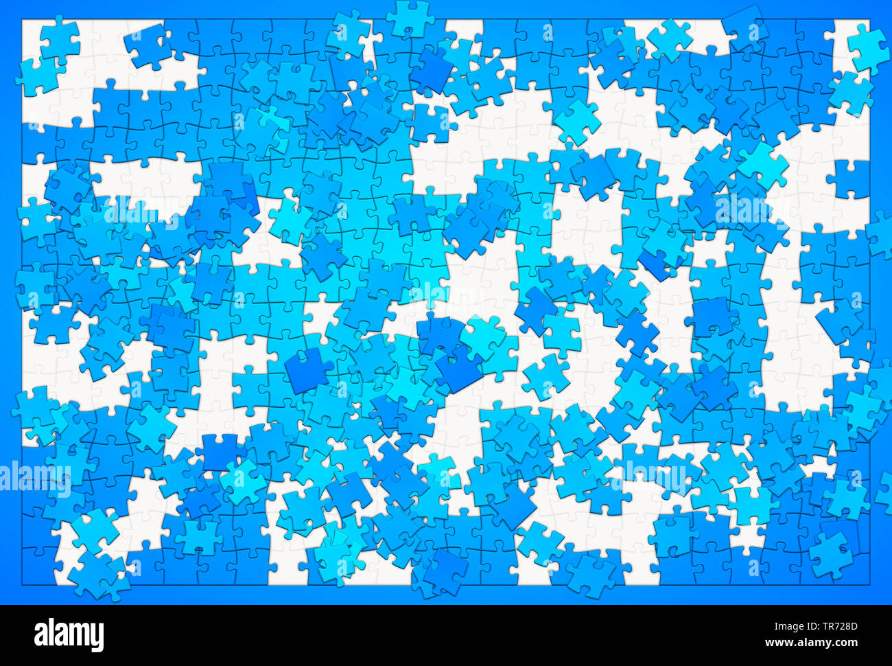 3D computer graphic, missing blue puzzle pieces Stock Photo - Alamy