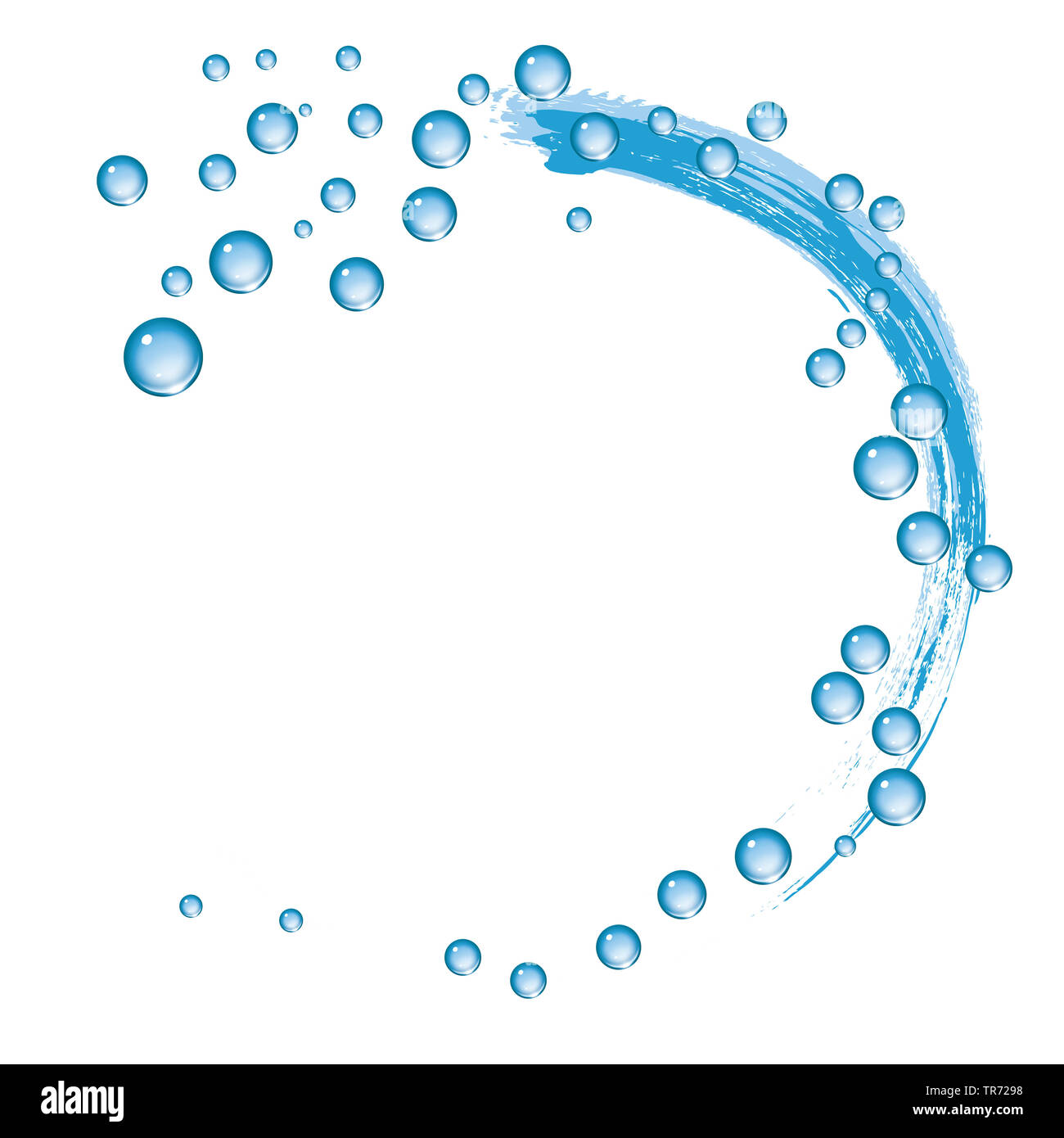 3D computer graphic, drops of water and a semi cycle illustration in ...