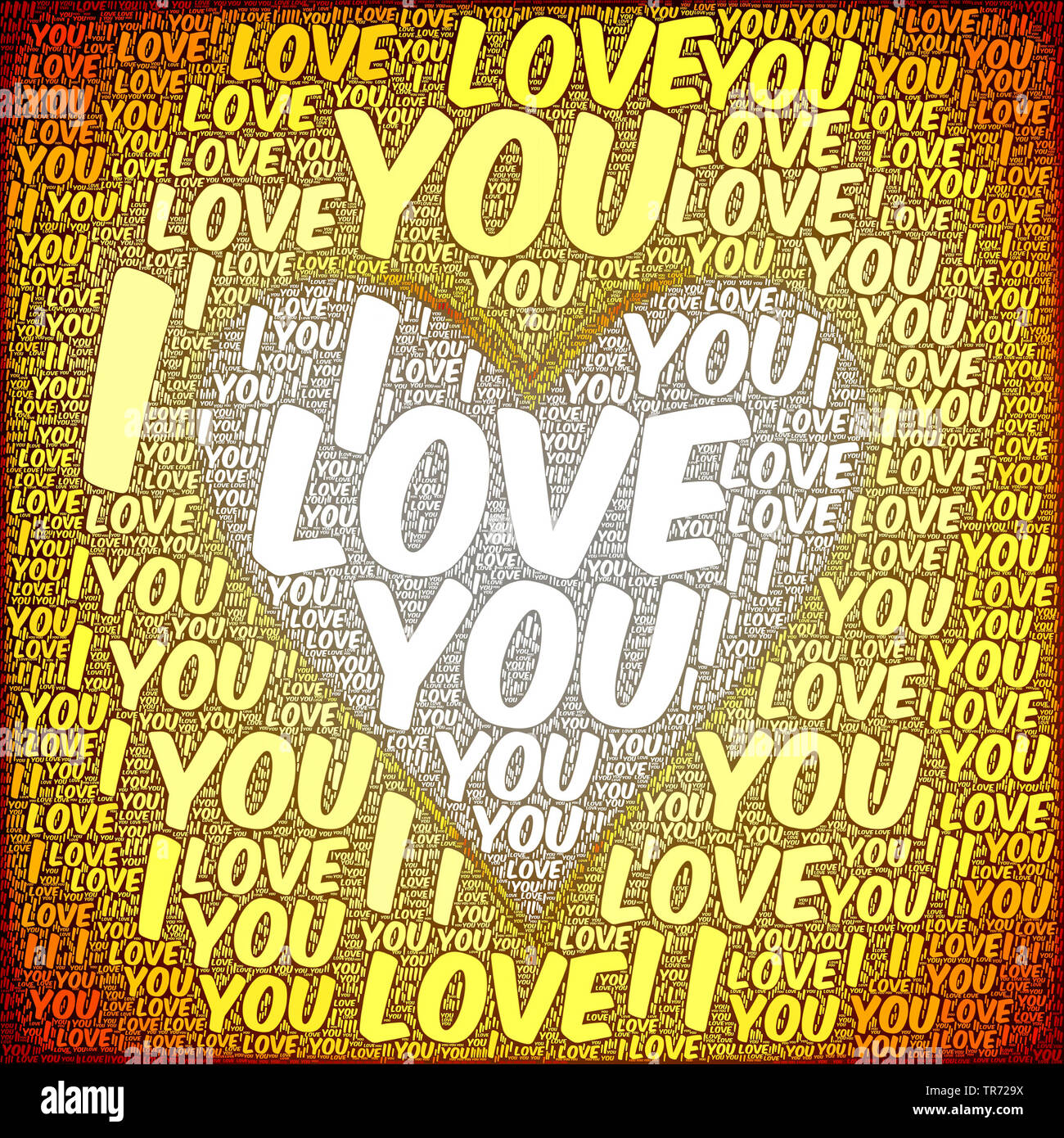 2D computer graphic, symbolic heart out of writings I LOVE YOU Stock ...