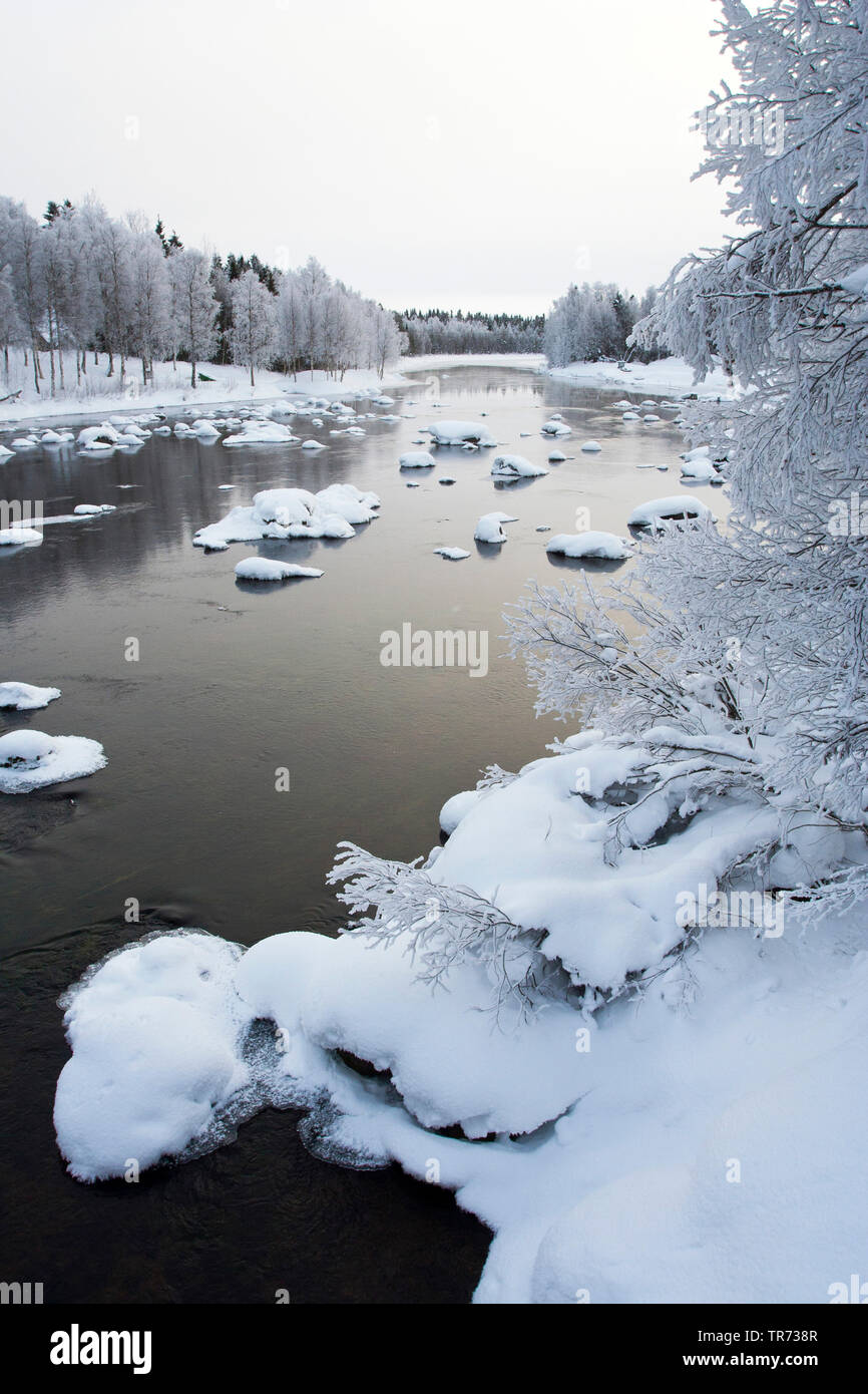 river winter in Kuusamo, Finland, Kuusamo Stock Photo - Alamy