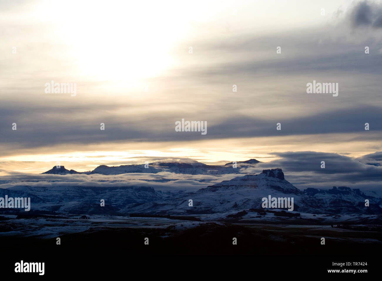 Underberg in snow, Drakensbergen, South Africa Stock Photo - Alamy