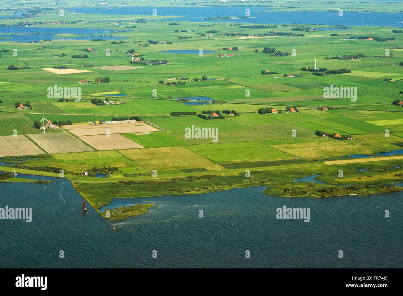 Aerial photo of Frisian IJsselmeer coast, Natuurreservaat Stoenckherne ...