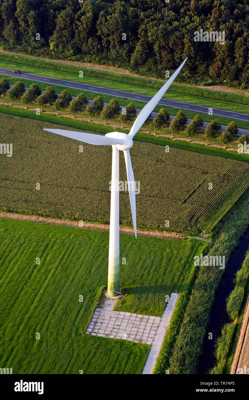 Aerial photo of a wind wheel, Netherlands, Flevopolder Stock Photo - Alamy